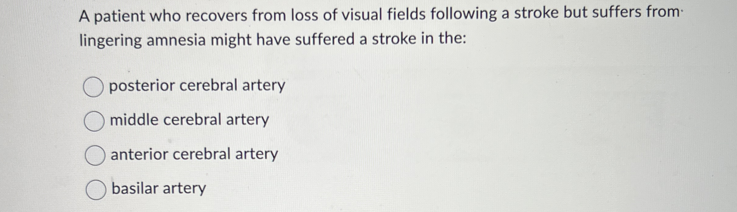 Solved A patient who recovers from loss of visual fields | Chegg.com