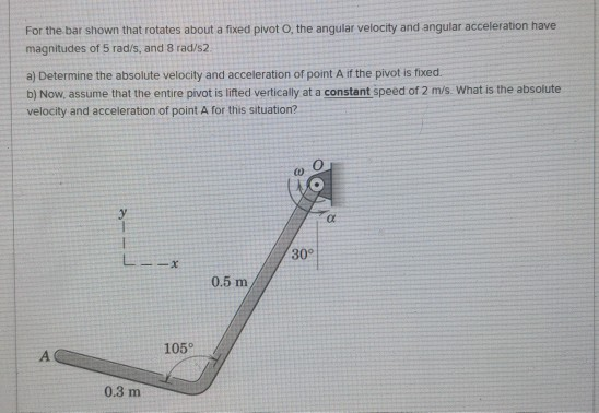 Solved For the bar shown that rotates about a fixed pivot O, | Chegg.com