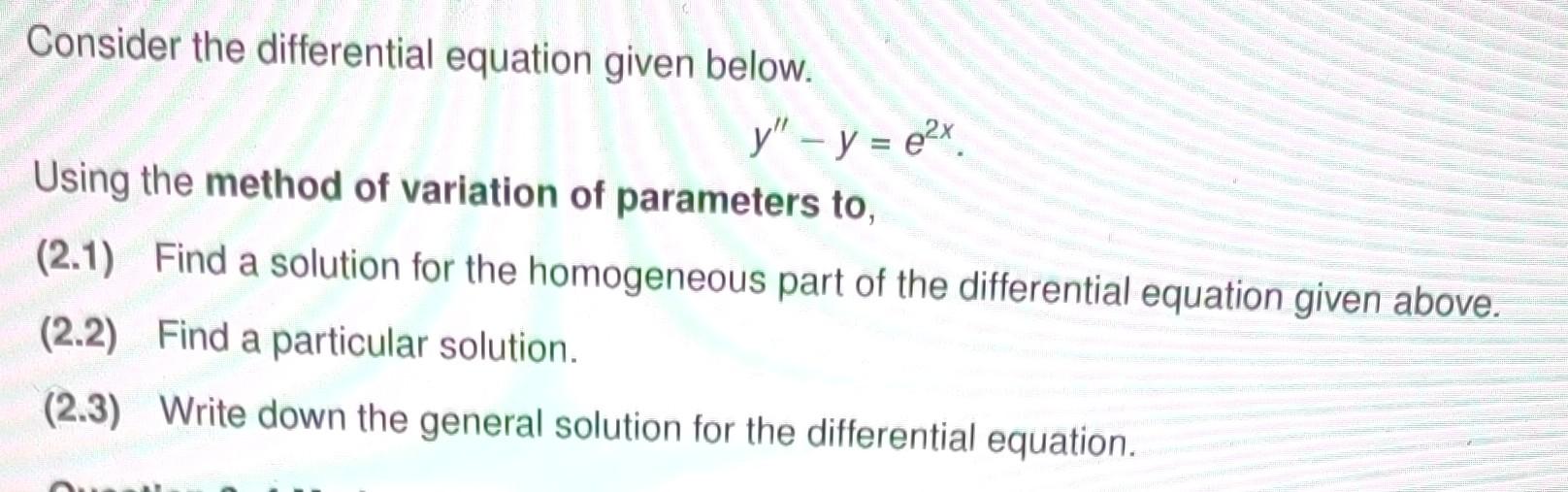 Solved Consider the differential equation given below. | Chegg.com