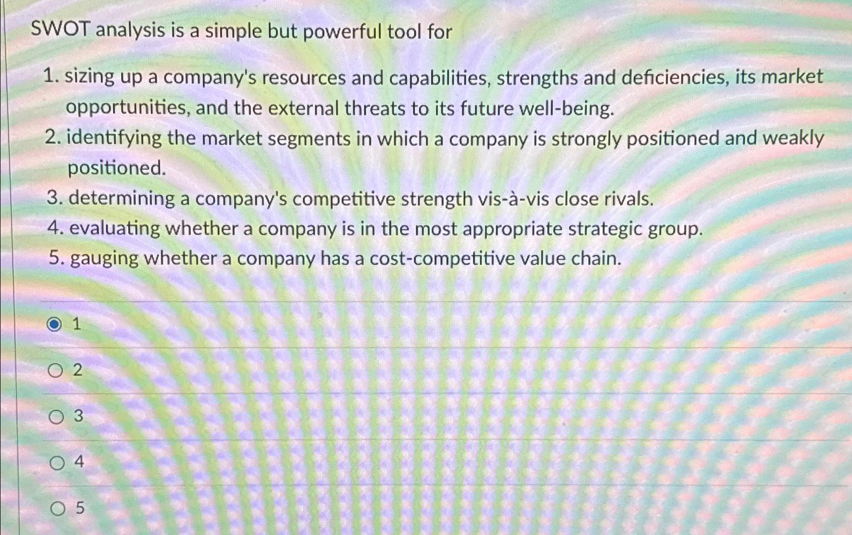 Solved SWOT analysis is a simple but powerful tool forsizing | Chegg.com