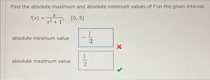 Solved Find the absolute maximum and absolute minimum values | Chegg.com