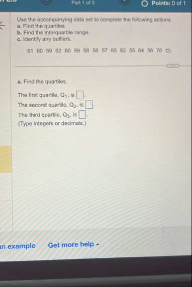 Solved Part 1 ﻿of 3Points: 0 ﻿of 1Use the accompanying data | Chegg.com
