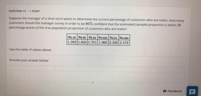 Solved Question 13 1 Point Suppose The Manager Of A Shoe