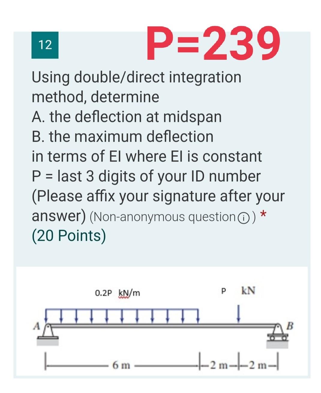 Solved 12 P=239 Using double/direct integration method, | Chegg.com