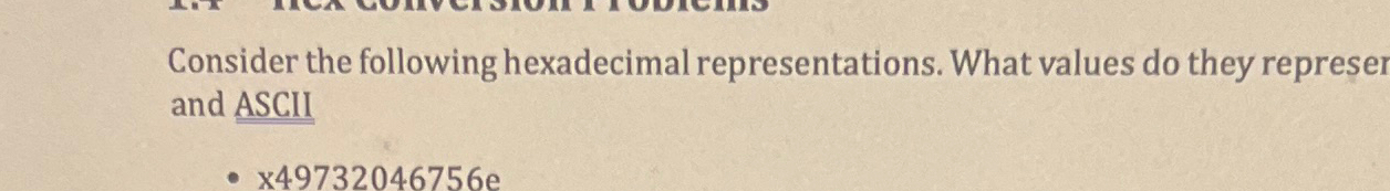 Solved Consider the following hexadecimal representations. | Chegg.com