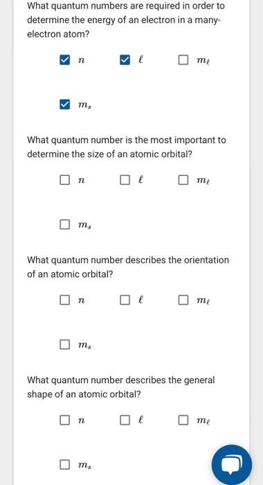 What quantum numbers are required in order to | Chegg.com