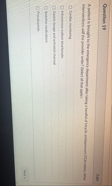 Solved Question 192 ﻿ptsA patient is brought to the | Chegg.com