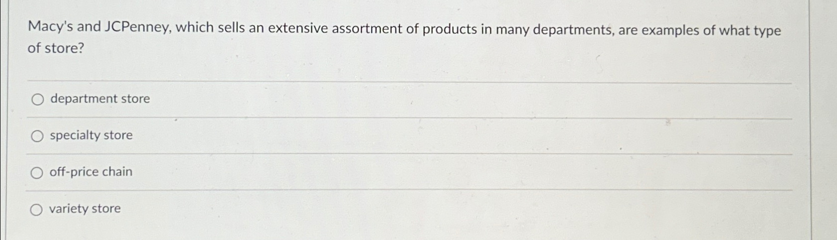 Solved Macy's and JCPenney, which sells an extensive | Chegg.com