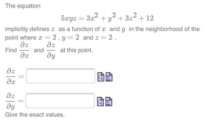 Solved The equation 5xyz = 3x2 + y2 3x2 + y2 + 3z2 + 12 | Chegg.com