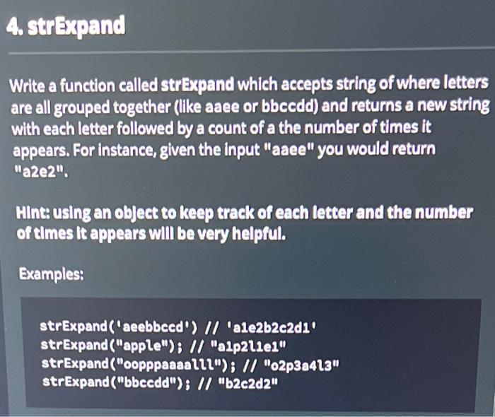 Solved Write a function called str 5xpand which accepts | Chegg.com