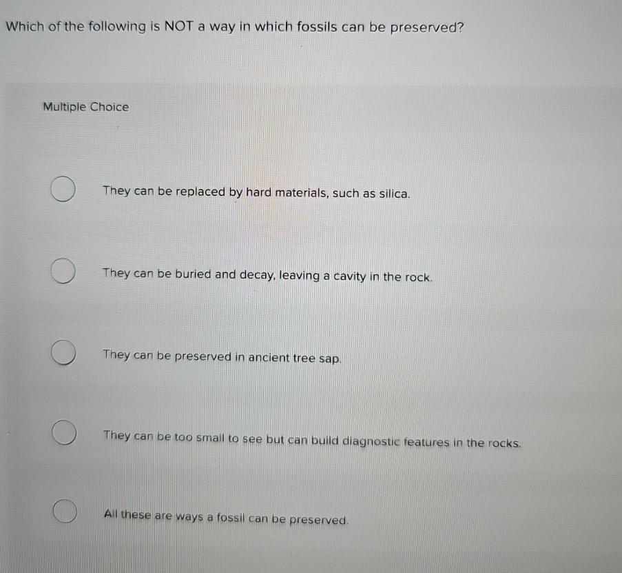 Solved Which of the following is NOT a way in which fossils | Chegg.com