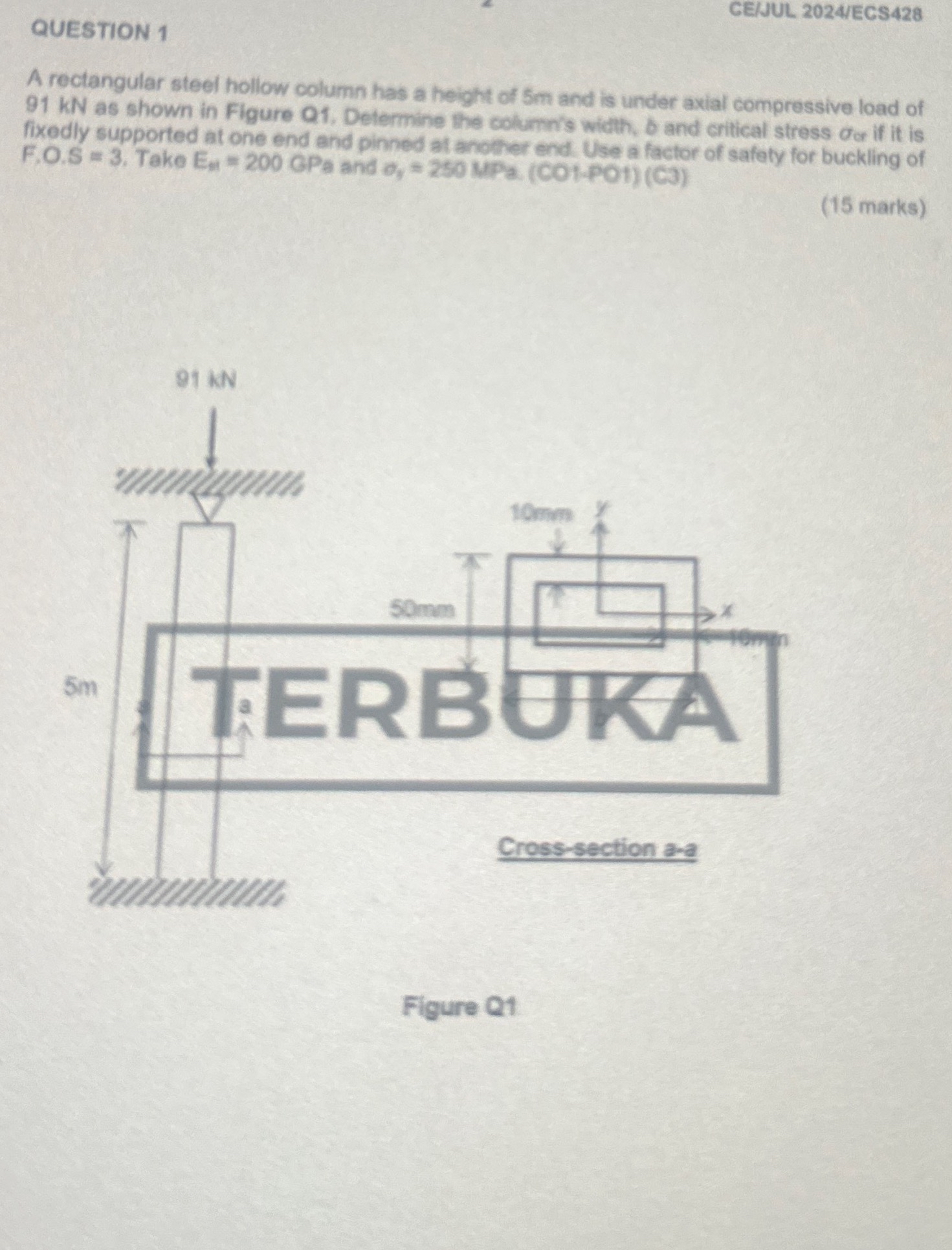 Solved CE/JUL 2024/ECS428QUESTION 1A rectangular steel | Chegg.com