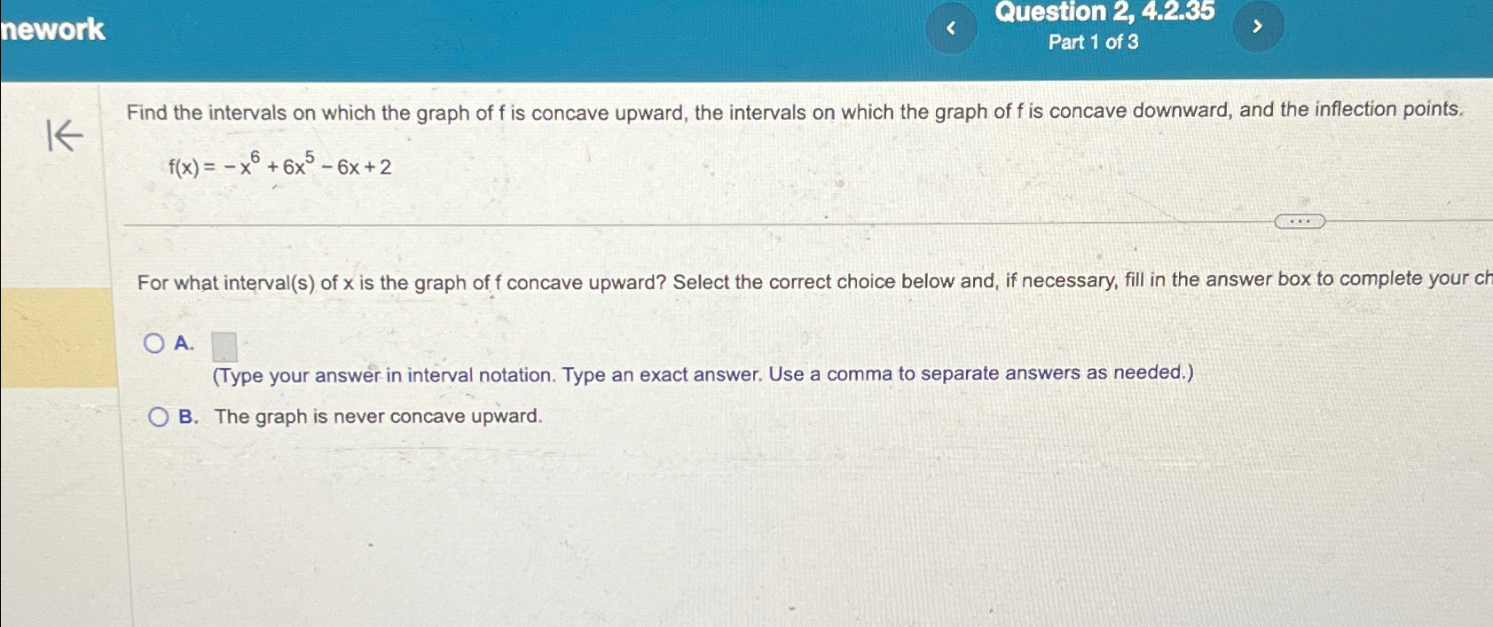 Solved neworkQuestion 2, 4.2.35Part 1 ﻿of 3Find the | Chegg.com