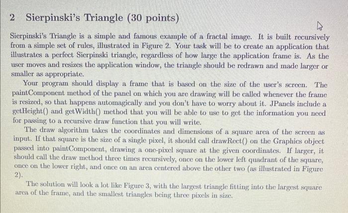 Solved 2 Sierpinski's Triangle (30 points) Sierpinski's | Chegg.com