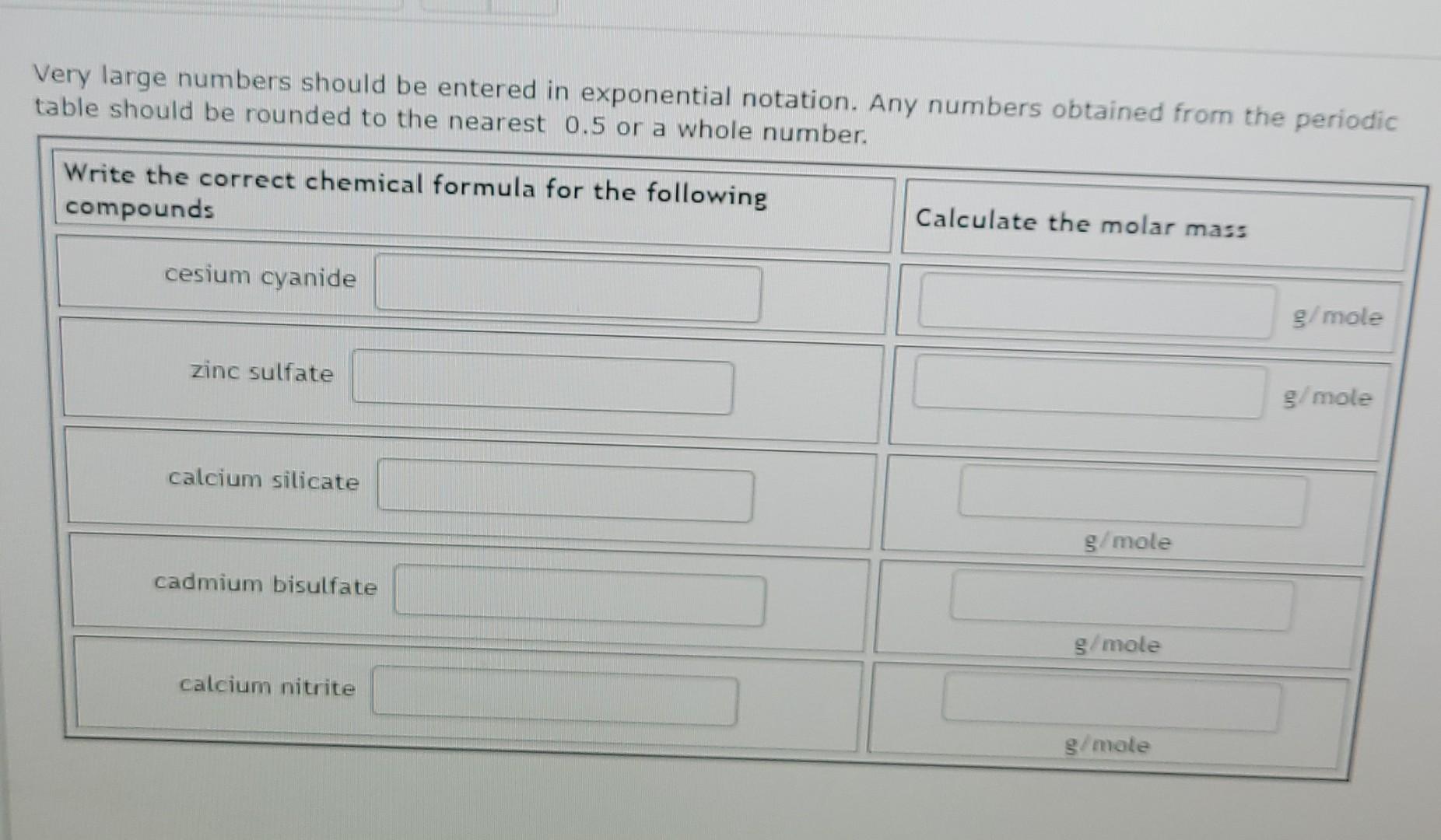 Solved Very large numbers should be entered in exponential | Chegg.com