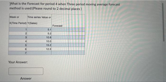 Solved What Is The Forecast For Period 4 When Three Period 7663