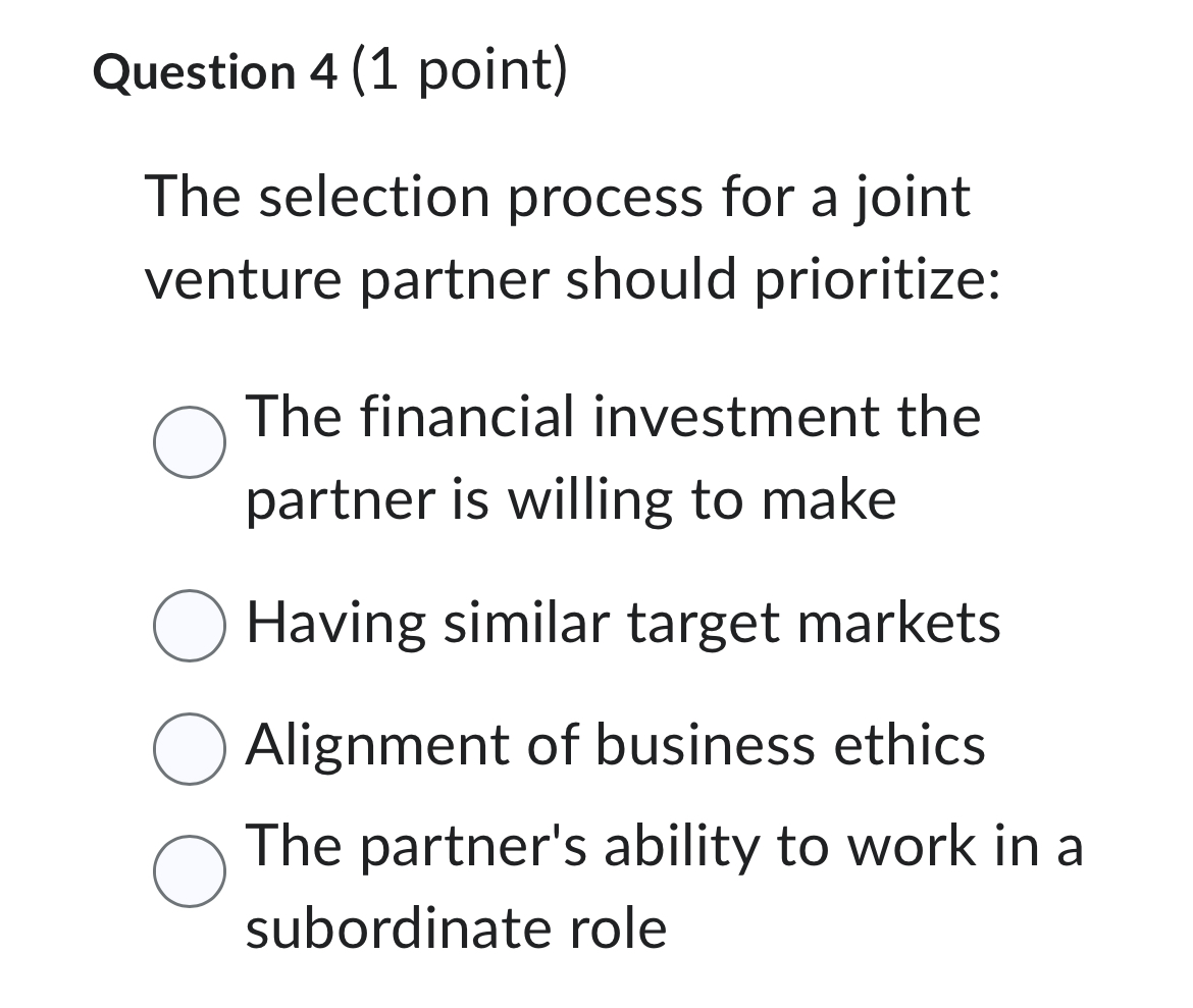 Solved Question 4 (1 ﻿point)The selection process for a | Chegg.com