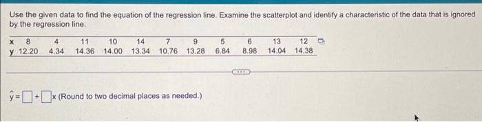 Solved Use the given data to find the equation of the | Chegg.com