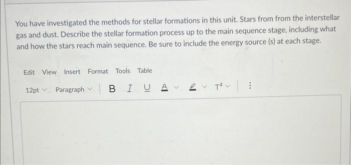 Solved You have investigated the methods for stellar | Chegg.com