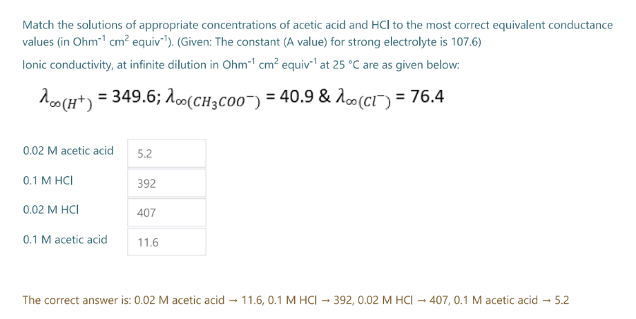 Solved Match the solutions of appropriate concentrations of | Chegg.com