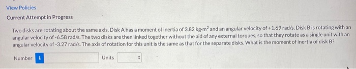 Solved View Policies Current Attempt in Progress Two disks | Chegg.com