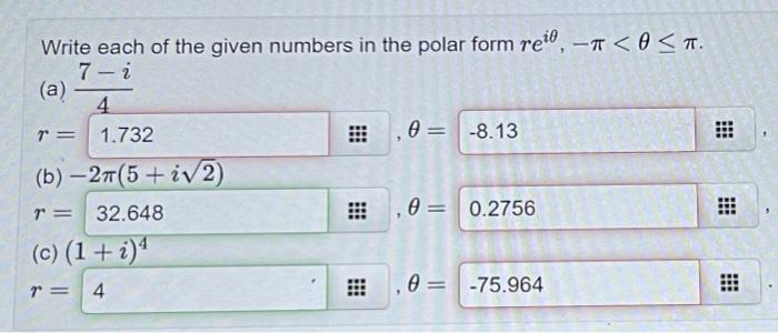 Solved Write each of the given numbers in the polar form | Chegg.com