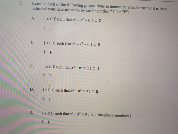 Solved Examine each of the following propositions to | Chegg.com