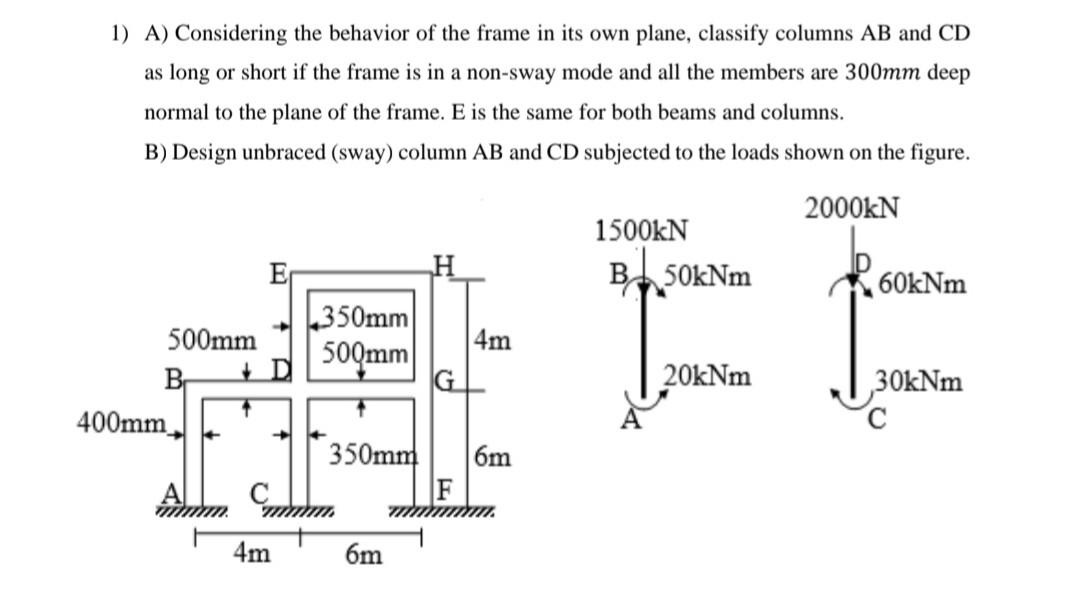Solved 1) A) Considering the behavior of the frame in its | Chegg.com