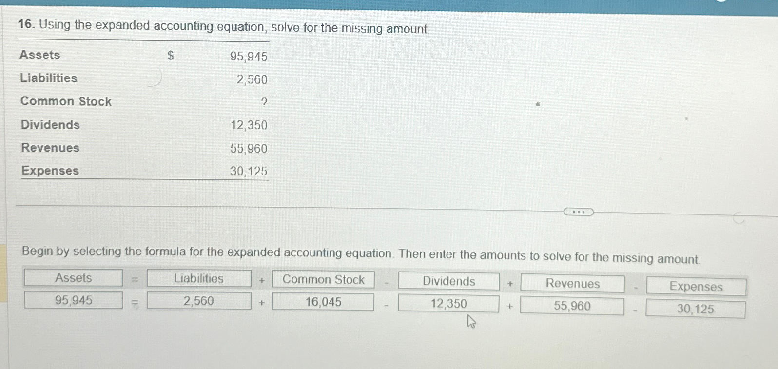 Solved Using the expanded accounting equation, solve for the | Chegg.com