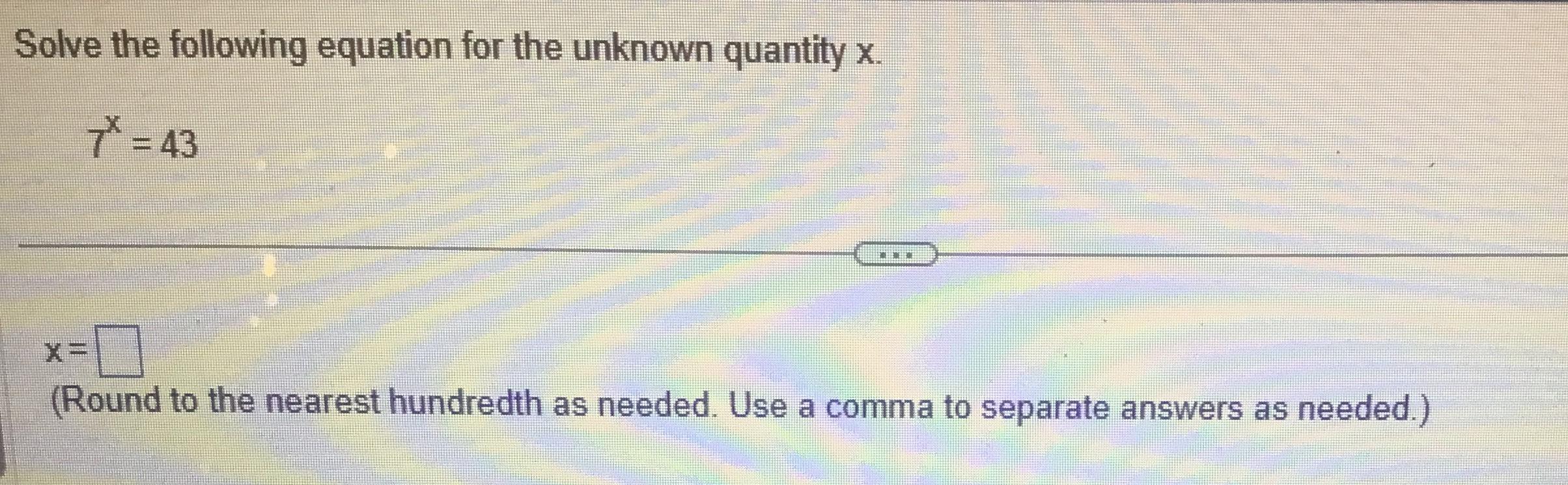 Solved Solve the following equation for the unknown quantity | Chegg.com