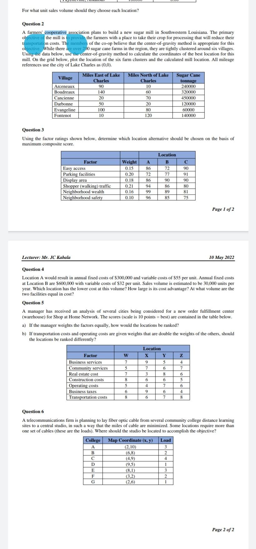 Solved For what unit sales volume should they choose each | Chegg.com