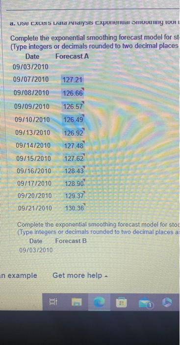 B Compute The Mad Mse And Mape For Each Of The