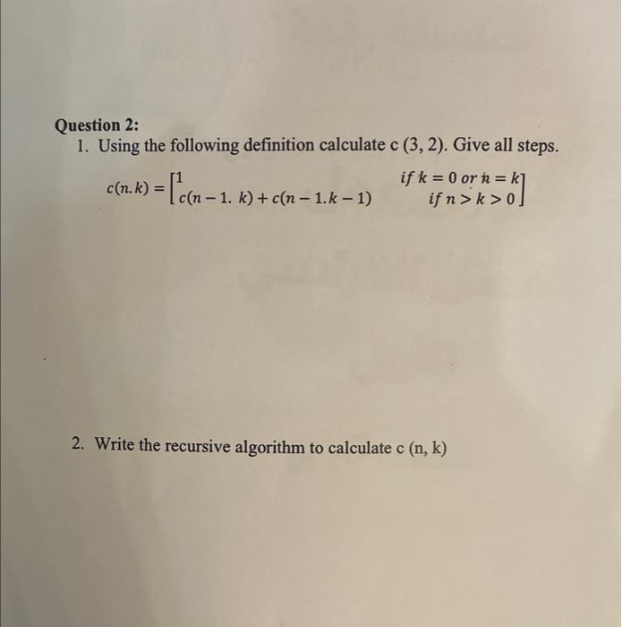 Solved Question 2: 1. Using the following definition | Chegg.com