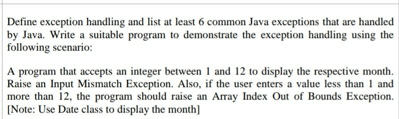Solved Define exception handling and list at least 6 common | Chegg.com