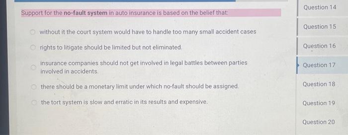 Solved Support for the no-fault system in auto insurance is | Chegg.com