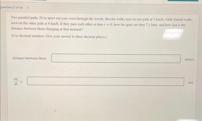 Solved Two parallel paths 20 m apart run east-west through | Chegg.com