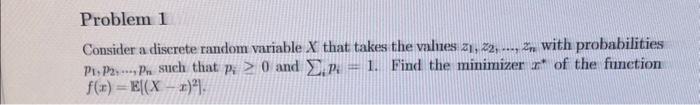 Solved Consider a discrete random variable X that takes the | Chegg.com