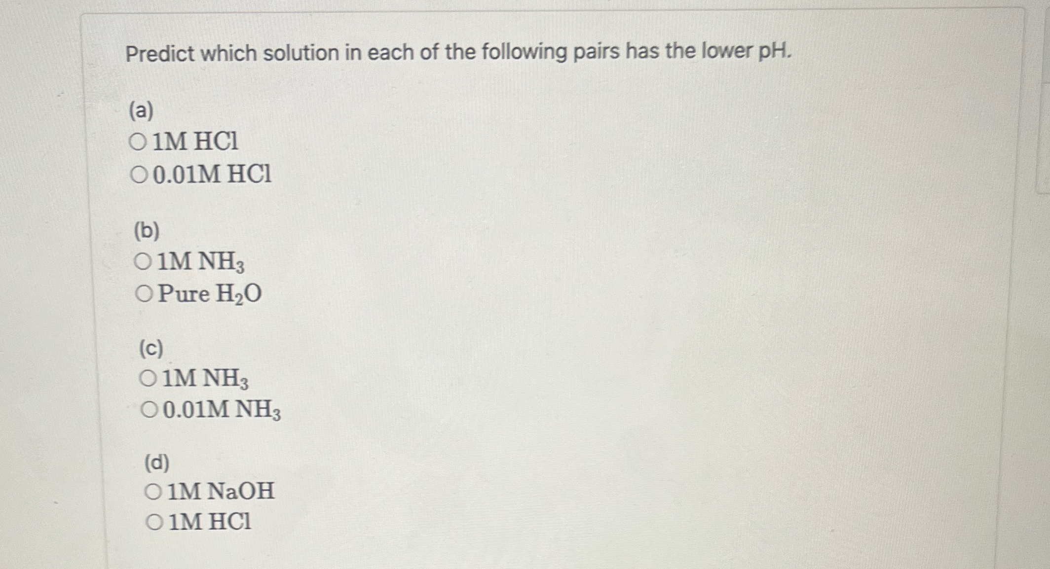 Solved Predict which solution in each of the following pairs | Chegg.com