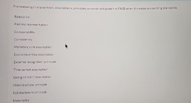 Solved The following characteristics, assumptions, | Chegg.com