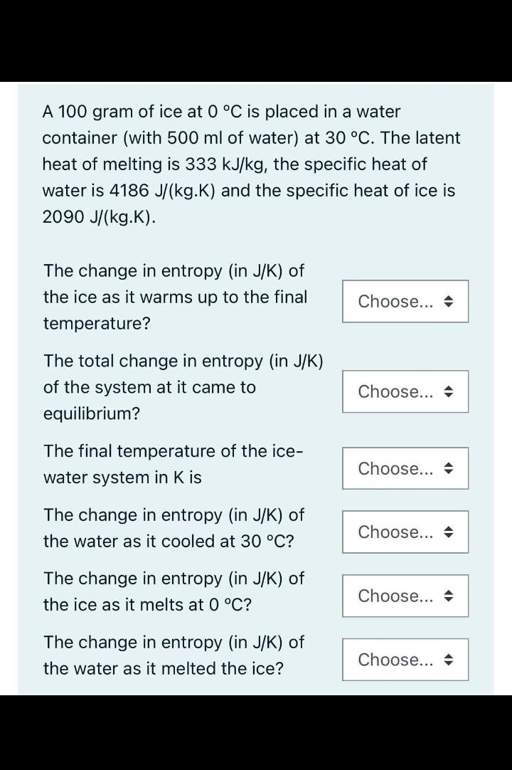 Solved A 100 gram of ice at 0 °C is placed in a water | Chegg.com