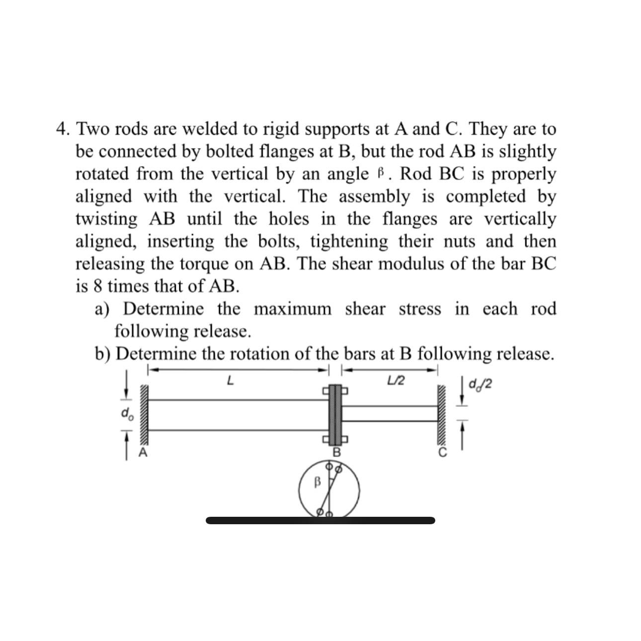 Solved Two rods are welded to rigid supports at A and C. | Chegg.com