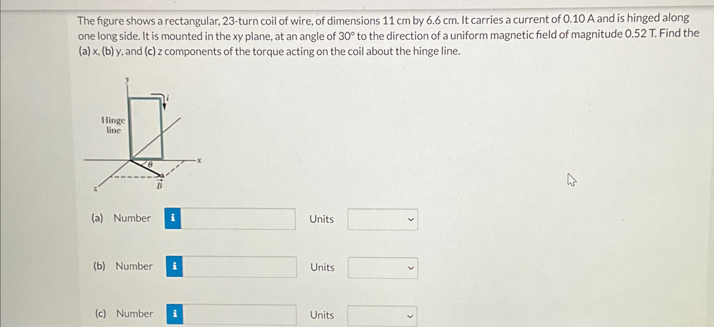 Solved The figure shows a rectangular, 23-turn coil of wire, | Chegg.com