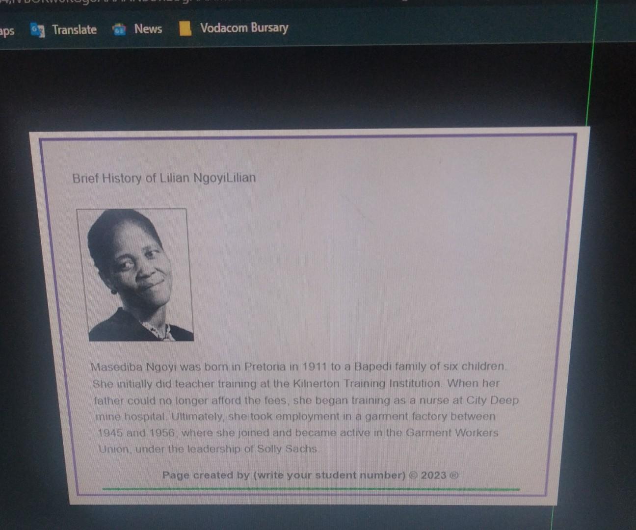 Brief History of Lilian NgoyiLilian Masediba Ngoyi | Chegg.com