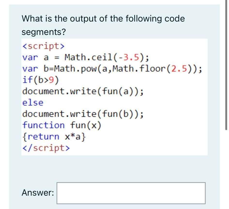 Solved What is the output of the following code segments? | Chegg.com