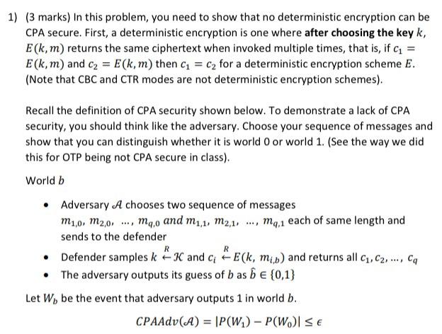 Solved (3 marks) In this problem, you need to show that no | Chegg.com