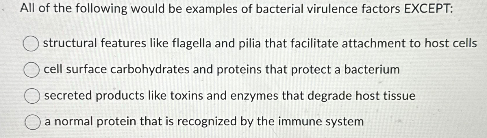 Solved All of the following would be examples of bacterial | Chegg.com