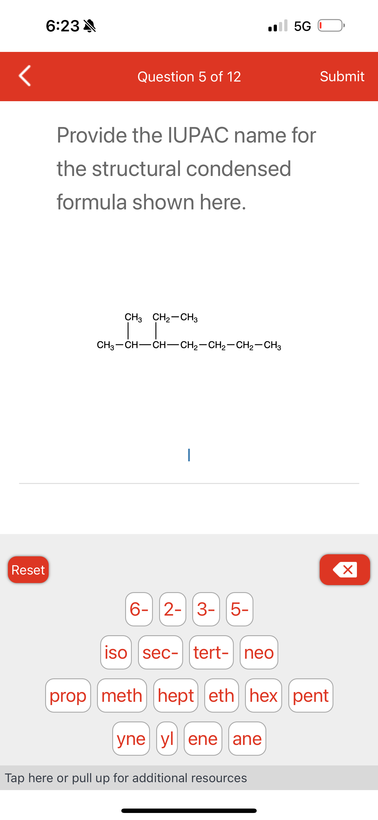 Solved 6:235GQuestion 5 ﻿of 12SubmitProvide the IUPAC name | Chegg.com