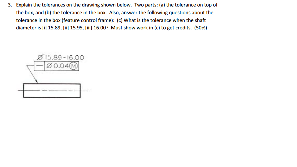 Solved Explain the tolerances on the drawing shown below. | Chegg.com