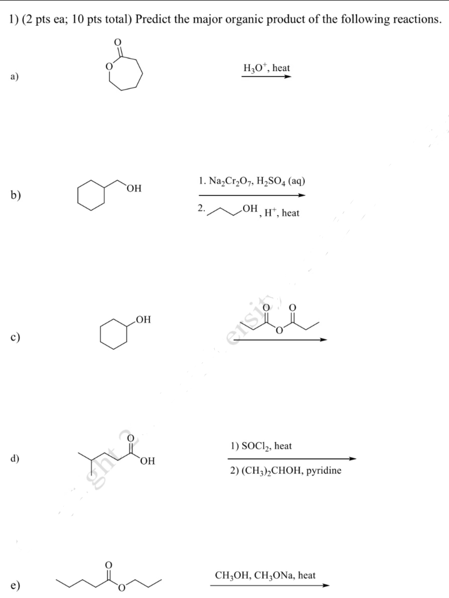 Solved Predict the major organic product of the following | Chegg.com