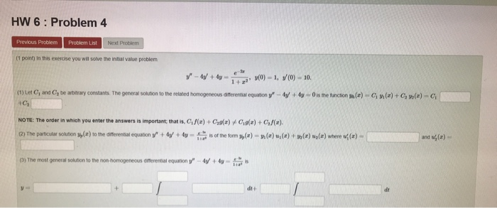 Solved HW 6 : Problem 4 Previous Problem Problem List Next | Chegg.com